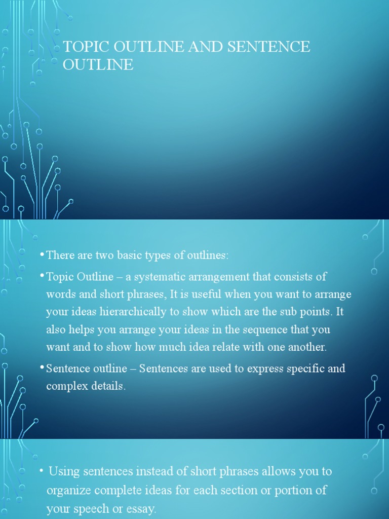 Topic Outline and Sentence Outline | PDF