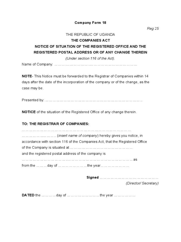 Company Form 18 | PDF