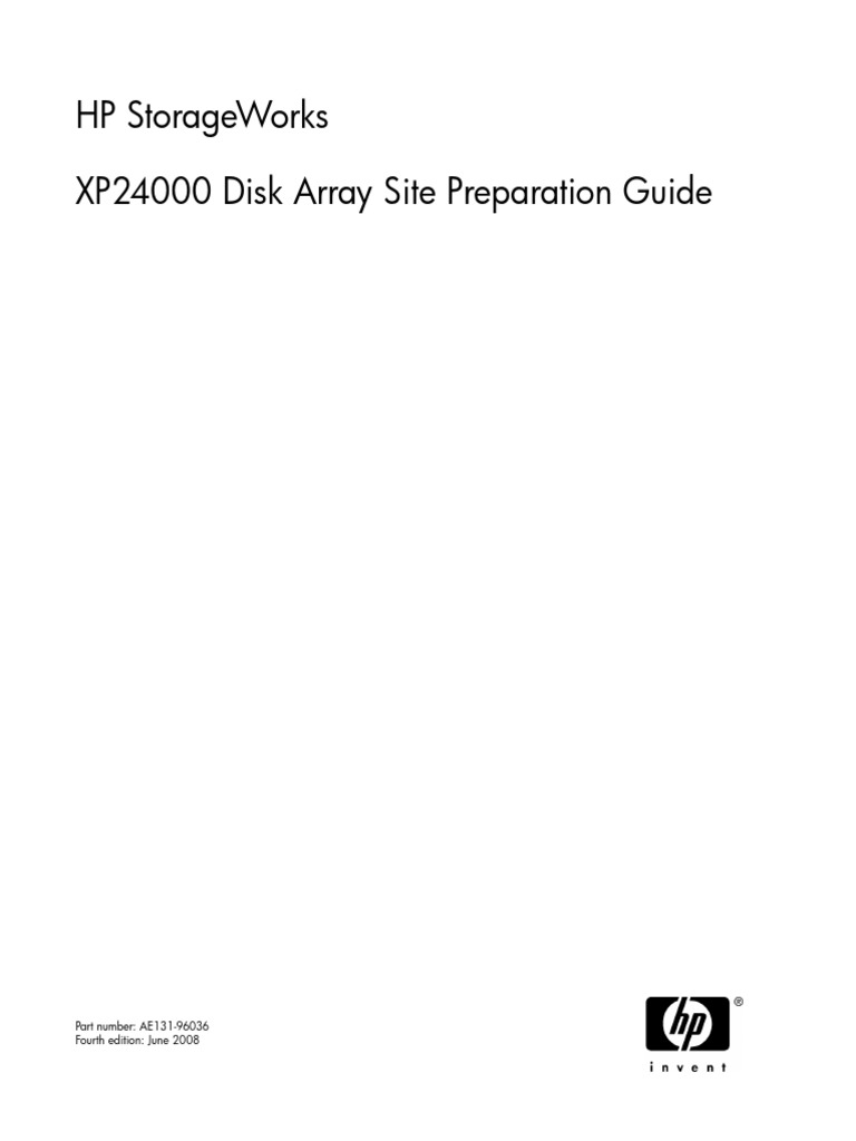 HP Storageworks Xp24000 Disk Array Site Preparation Guide: Part Number ...