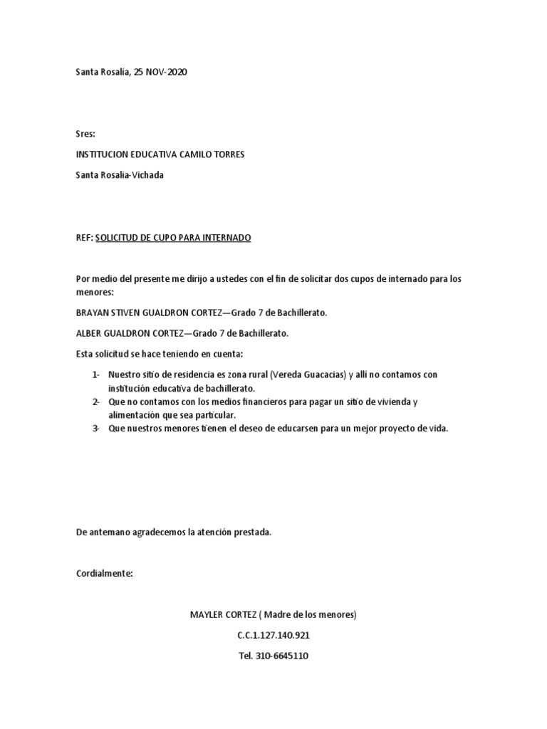 Solicitud Internado | PDF