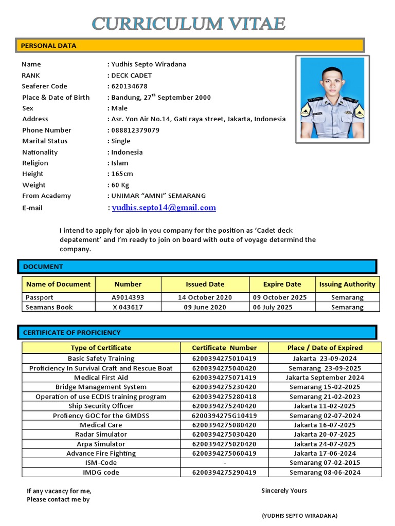 CV Cadet Deck | PDF | Water Transport | Business