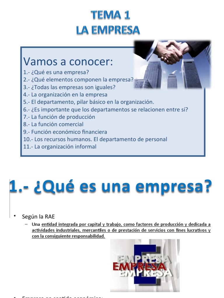 Tema 1. La Empresa Como Sistema Organizado | PDF | Sociedad | Economias