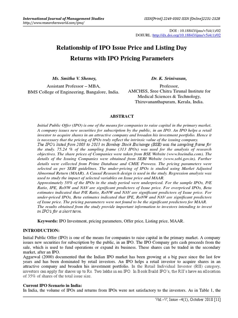 relationship-of-ipo-issue-price-and-listing-day-returns-with-ipo