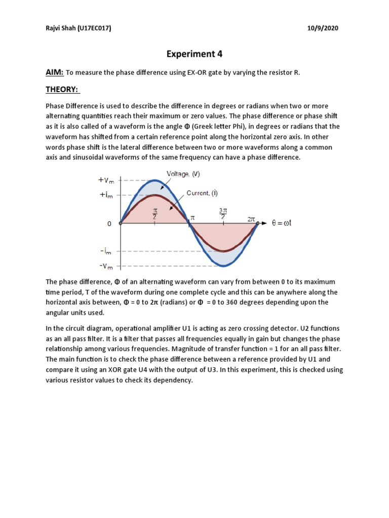 Measuring Phase Difference Using EX-OR Gate | PDF | Phase (Waves ...