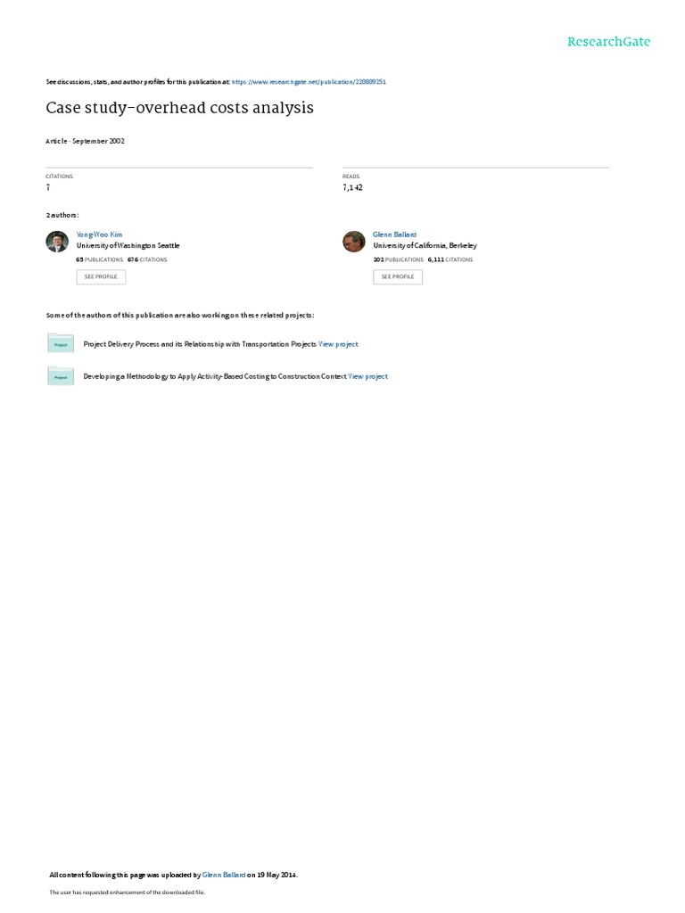 Case Study-Overhead Costs Analysis: September 2002 | PDF | Cost ...