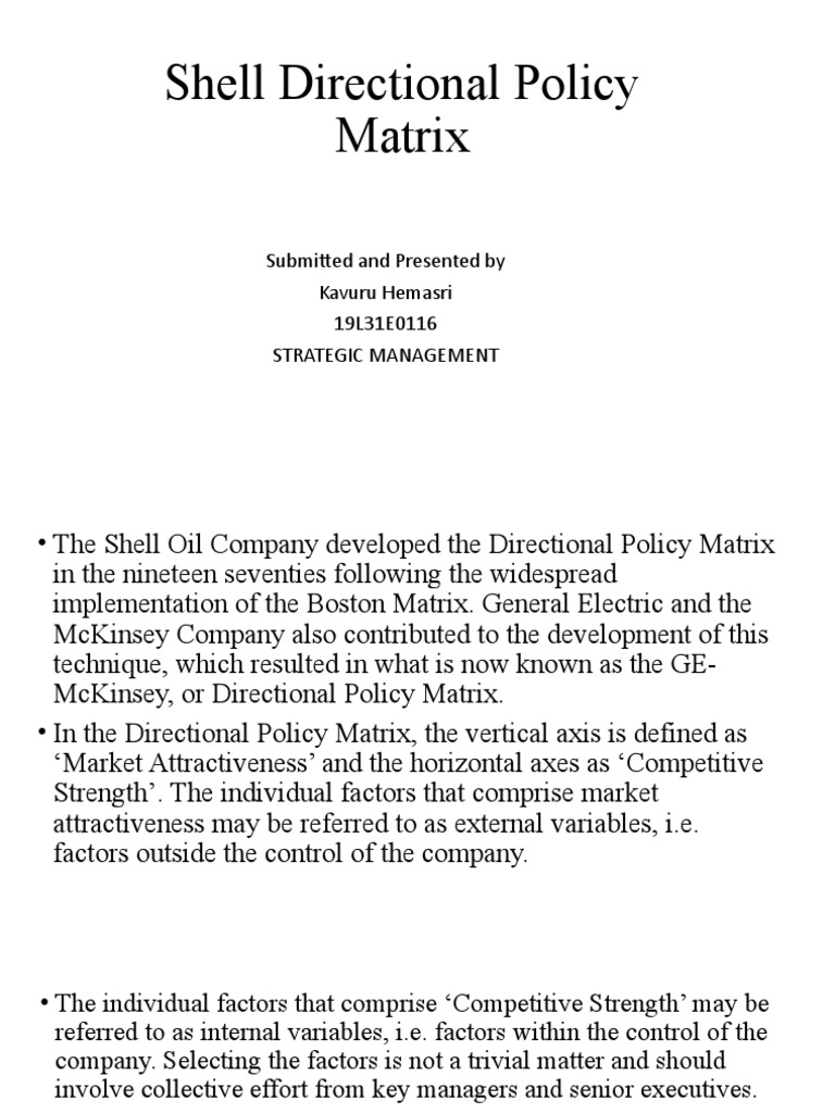 Shell Directional Policy Matrix Overview | PDF | Strategic Management ...