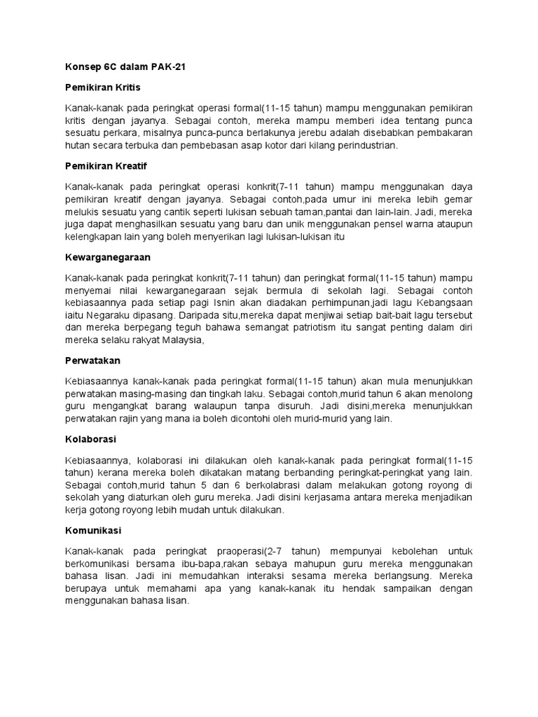 Konsep 6C Dalam PAK-21 | PDF