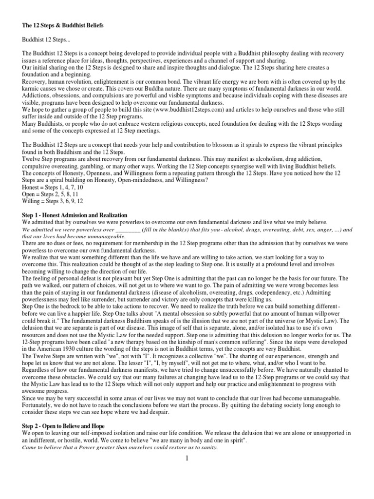 The 12 Steps & Buddhist Beliefs | PDF