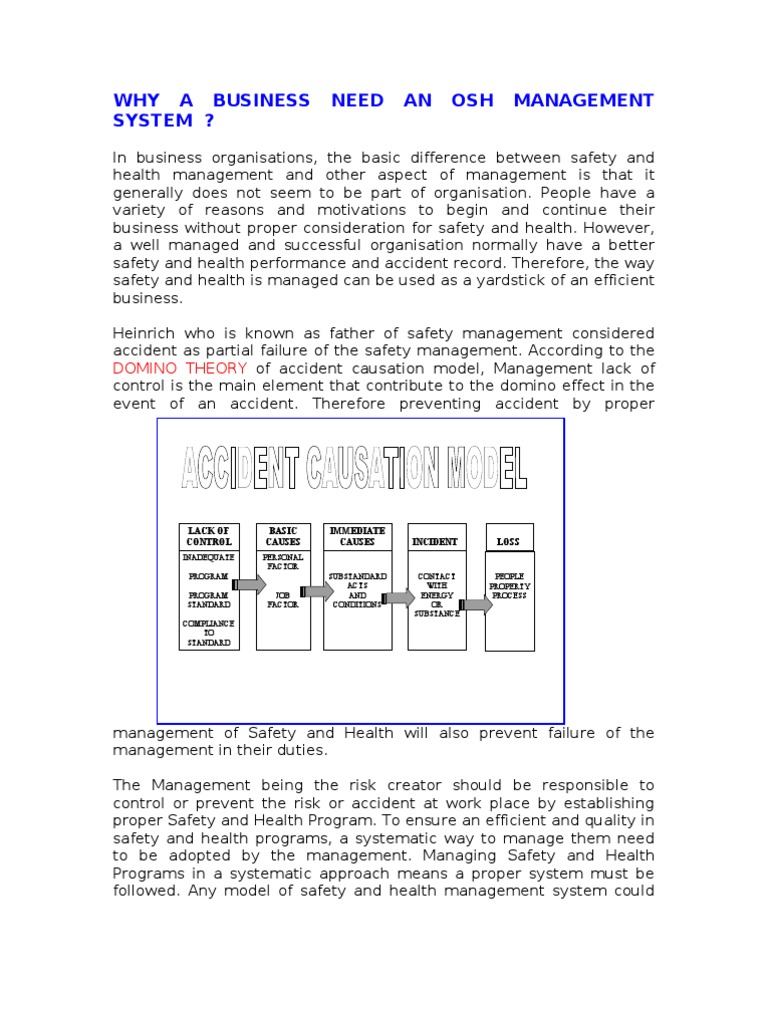 Why A Business Need An Osh Management System ?: Domino Theory | PDF ...