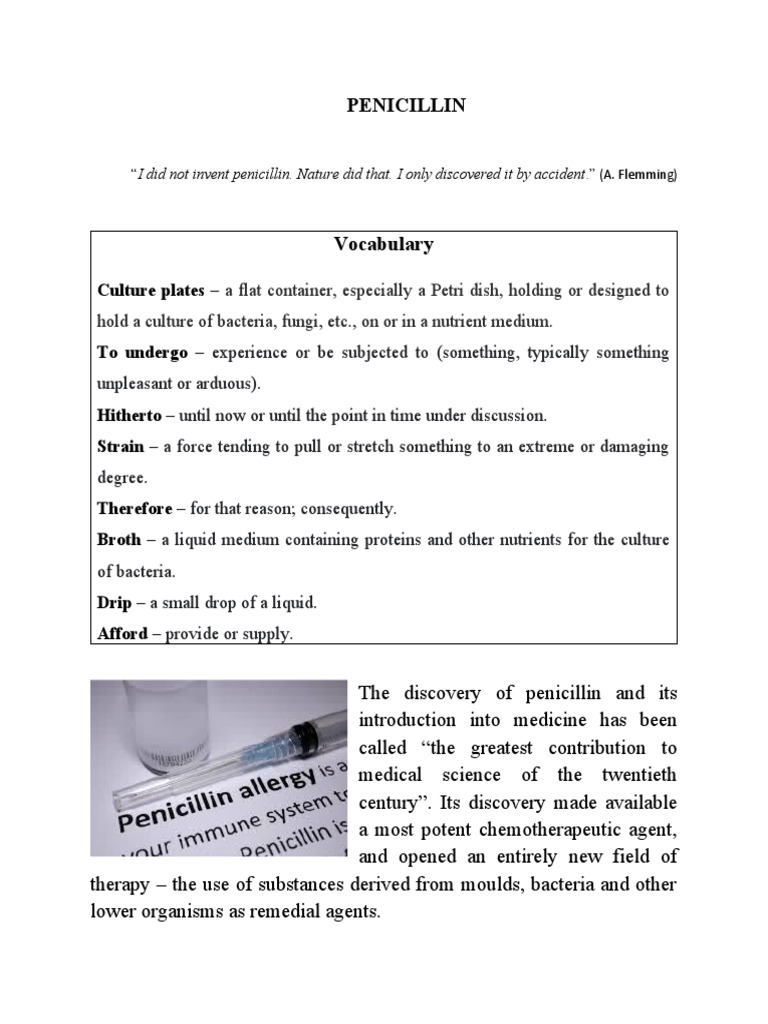 Penicillin: Culture Plates | PDF | Penicillin | Dose (Biochemistry)