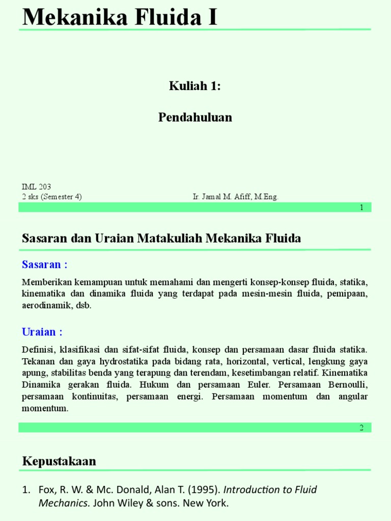 Mekanika Fluida K1 | PDF | Sains & Matematika