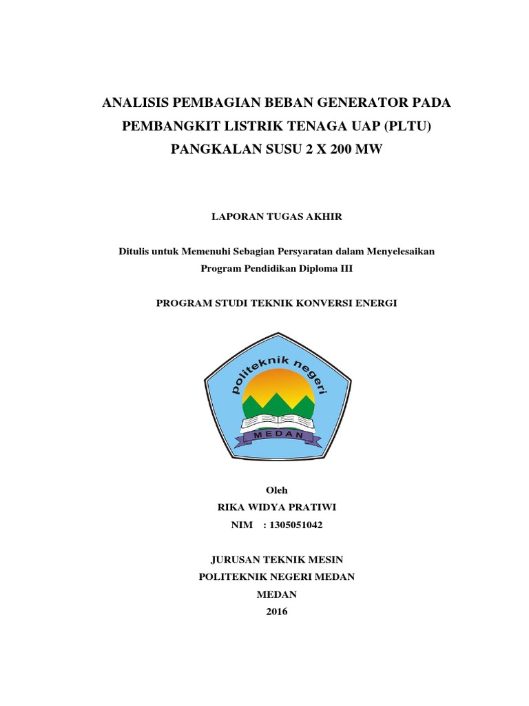 Analisis Pembagian Beban Generator Pada Pembangkit Listrik Tenaga Uap ... Analisis Pembagian Beban Generator Pada Pembangkit Listrik Tenaga Uap ...