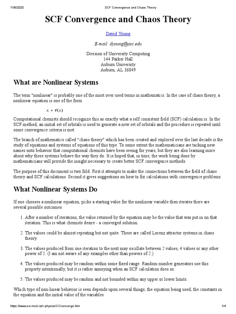 SCF Convergence and Chaos Theory | PDF | Hartree–Fock Method | Chaos Theory