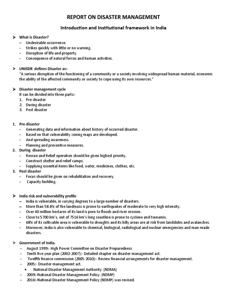Report On Disaster Management | PDF | Emergency Management | Nuclear ...