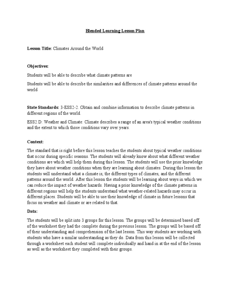 Blended Learning Lesson Plan | PDF | Worksheet | Websites