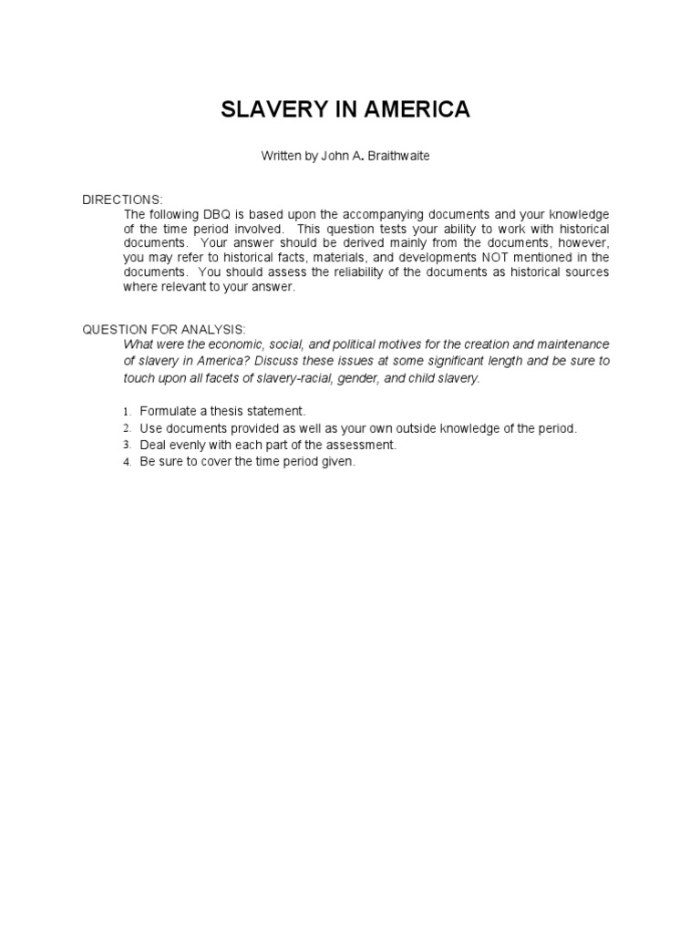 Economic, Social, and Political Motives of Slavery | PDF | Slavery ...