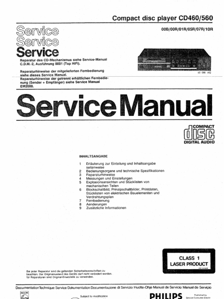 Philips CD 460 Service Manual | PDF