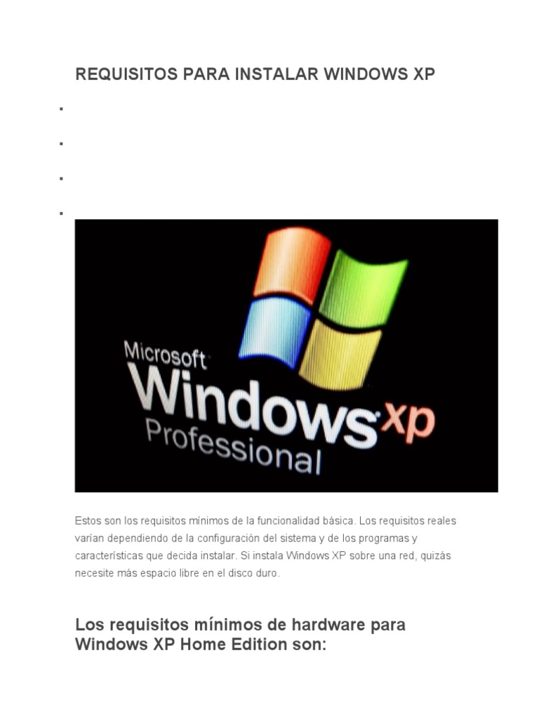 Requisitos para Instalar Windows XP | PDF