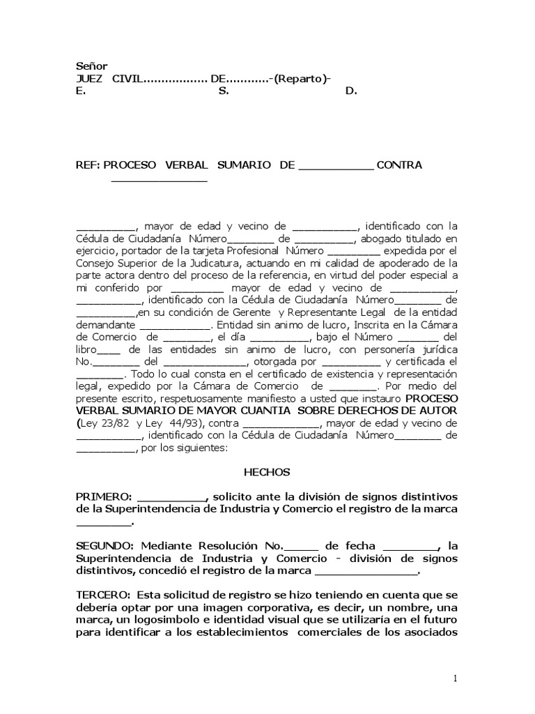 Demanda por uso indebido de marca registrada y daños y perjuicios | PDF ...