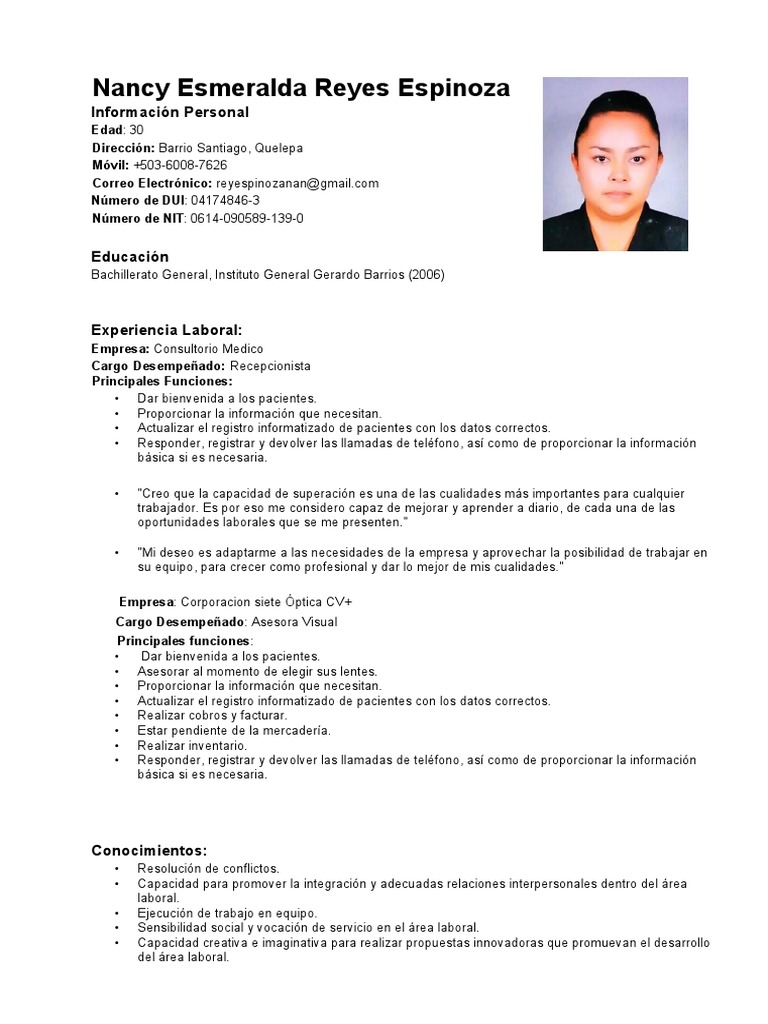 CV Nancy Esmeralda | PDF | Business | Science