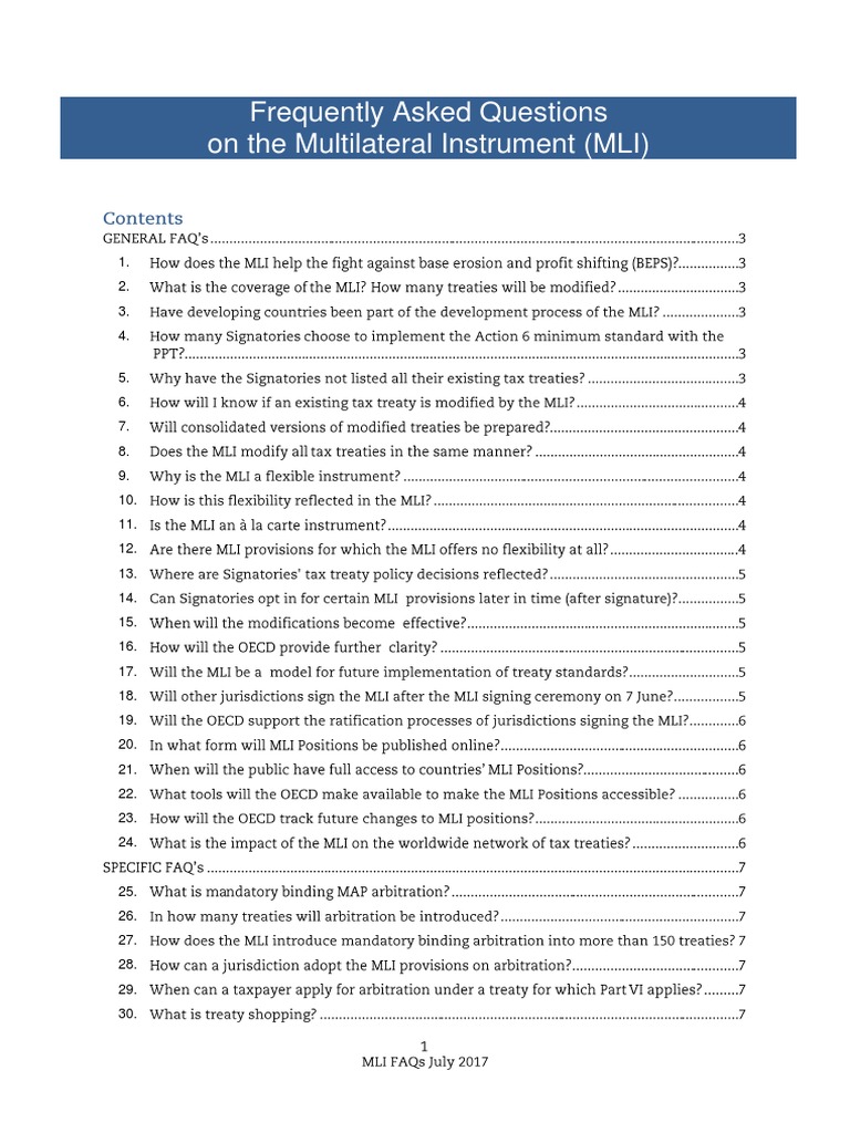 MLI Frequently Asked Questions | PDF | International Law | Social ...