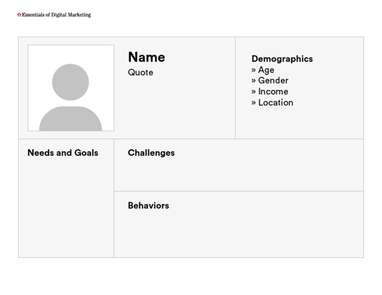 Persona Template Handout | PDF