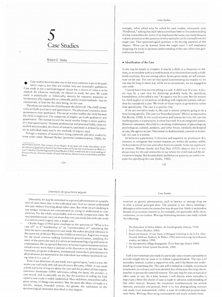 Case Studies: Robert Stake | PDF | Case Study | Qualitative Research