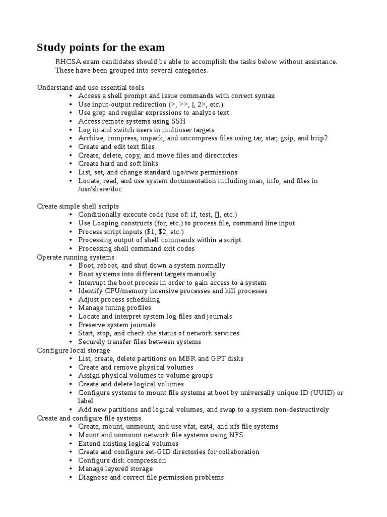 RHCSA Exam Objectives Overview | PDF | File System | Booting