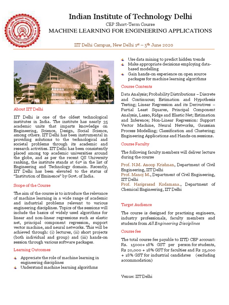 CEP Brochure - ML | PDF | Machine Learning | Regression Analysis