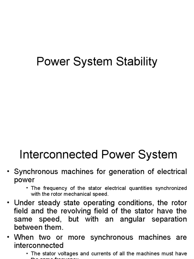 Power System Stability | PDF | Steady State | Electric Power System