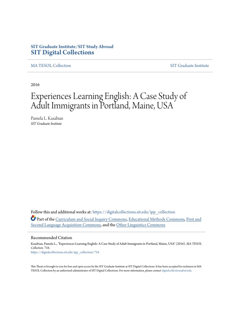 Experiences Learning English - A Case Study of Adult Immigrants in ...