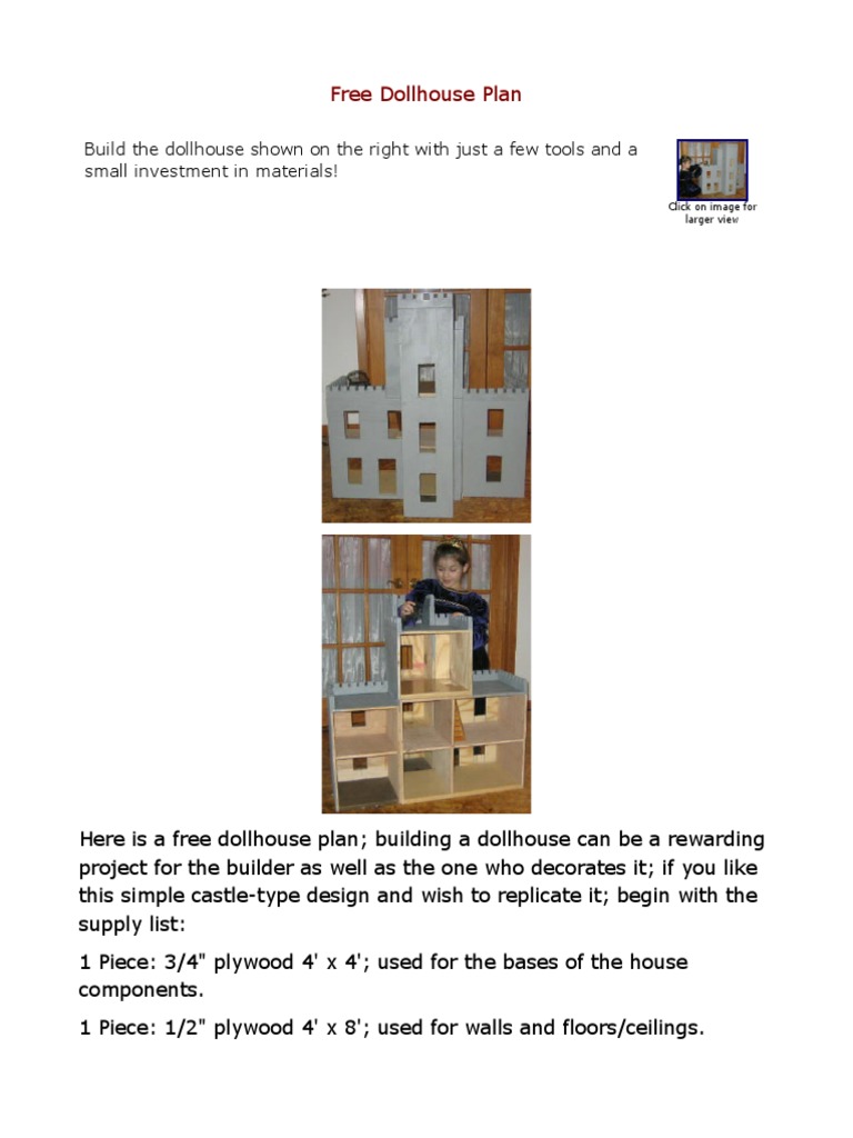 Free Dollhouse Plan | PDF | Stairs | Plywood