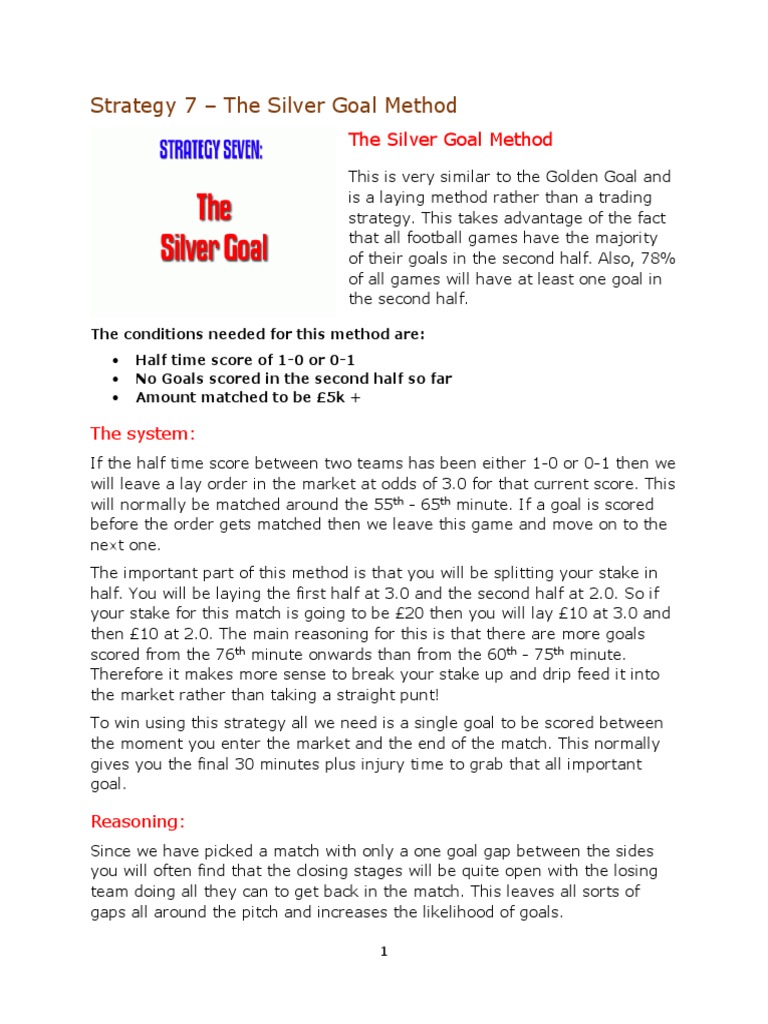 Total Football Trading: Strategy 7 - The Silver Goal Method | PDF ...