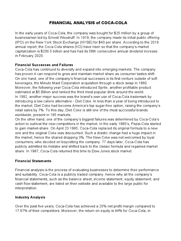 Financial Analysis of Coca-Cola: Financial Successes and Failures | PDF ...