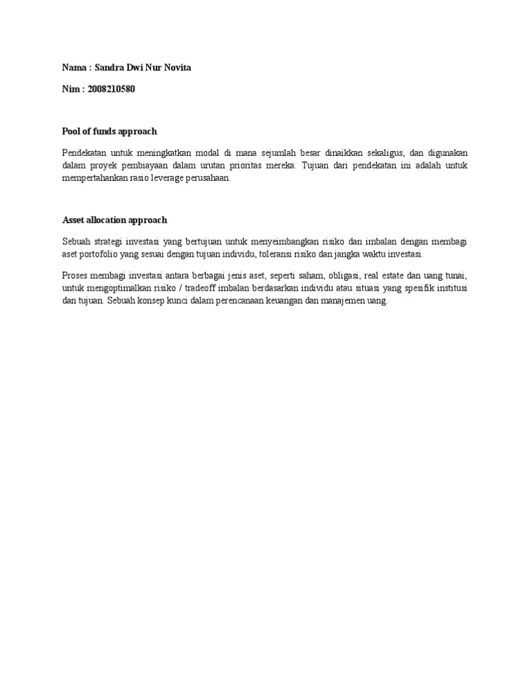 Pool of Funds Approach | PDF