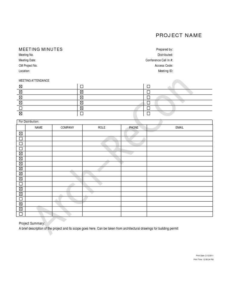 Construction Meeting Minutes Template | PDF | Construction Management ...