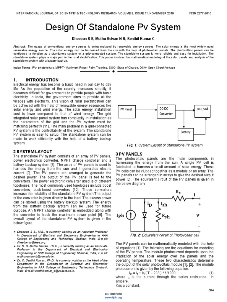 Design of Standalone PV System: Dheeban S S, Muthu Selvan N B, Senthil ...