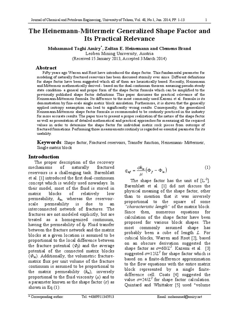 Heinemann-Mittermeir Shape Factor Analysis | PDF | Eigenvalues And Eigenvectors | Mathematical ...