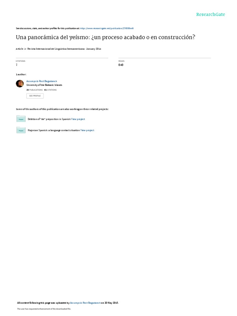 El Yeísmo: Proceso en Evolución | PDF | Voz humana | Fonética