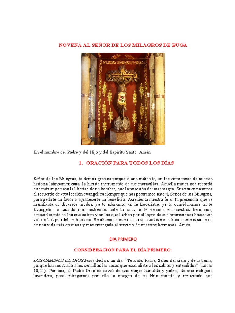 Novena Al Señor de Los Milagros de Buga | PDF | Oración | María, madre de Jesús
