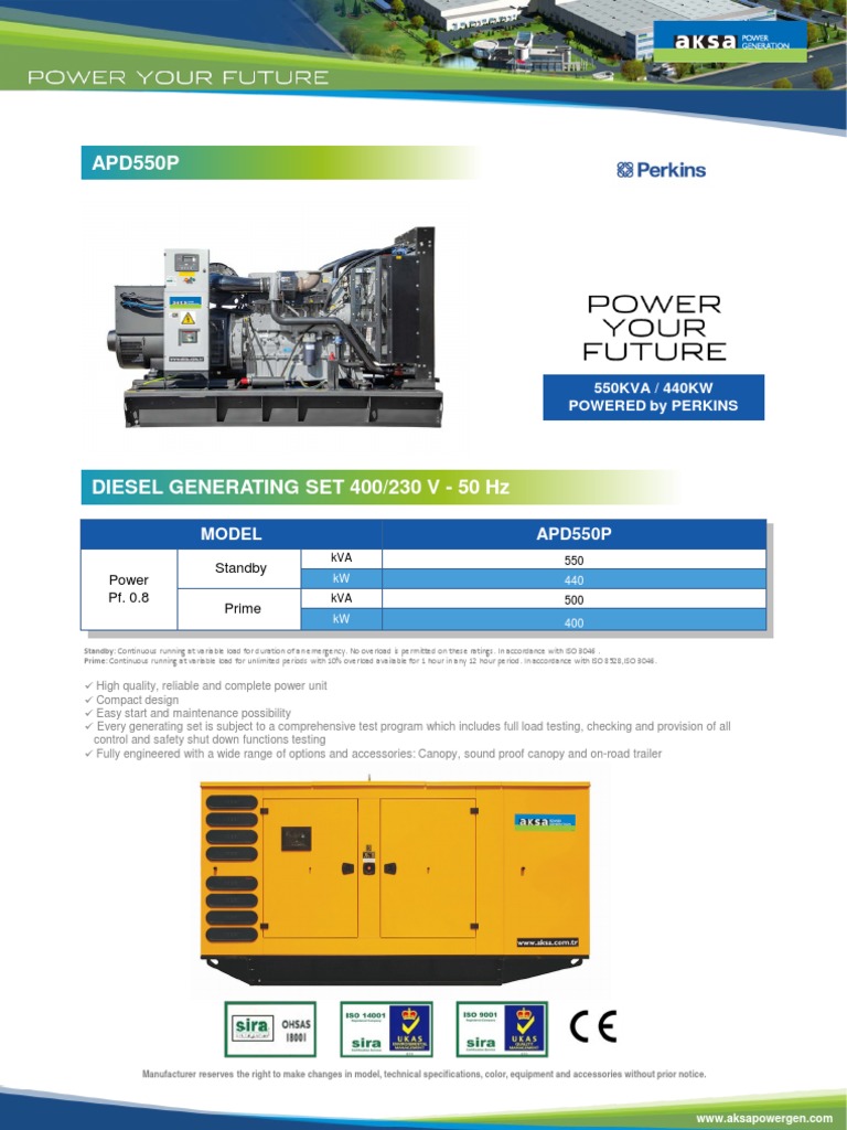 APD550P | PDF | Mains Electricity | Electric Generator