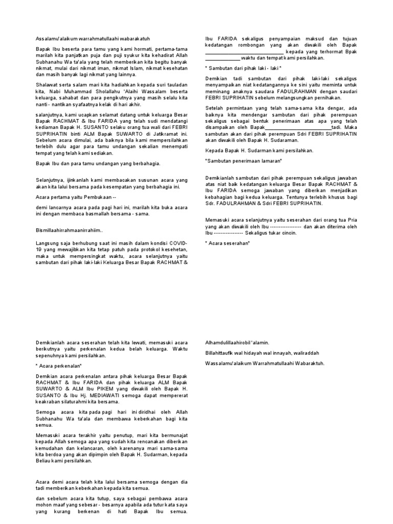 Teks MC Lamaran | PDF