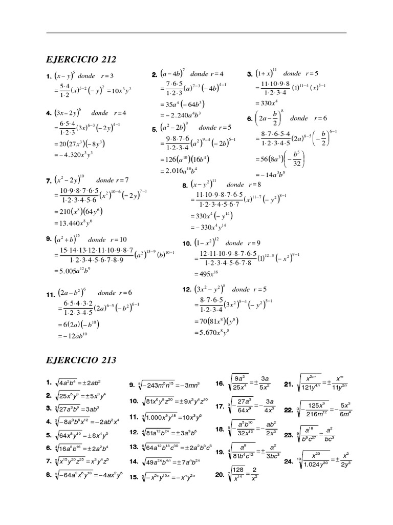 Baldor - Algebra de Baldor (Solucionario) - Unlocked (3) - 291 | PDF