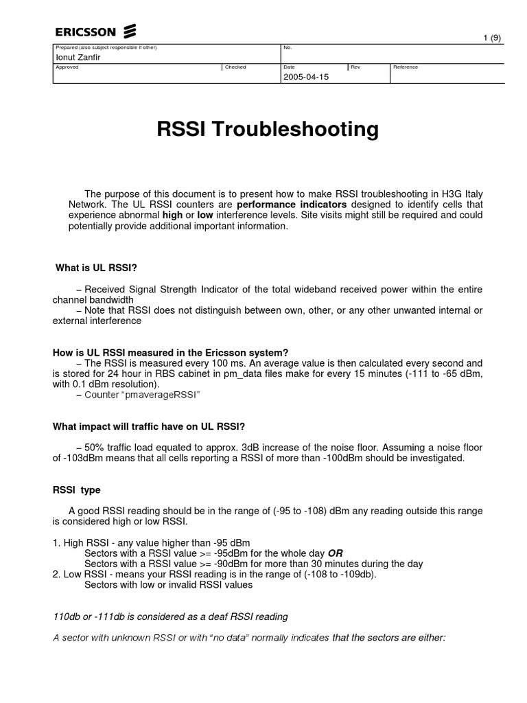 RSSI Troubleshooting | PDF | Electromagnetic Interference | Radio