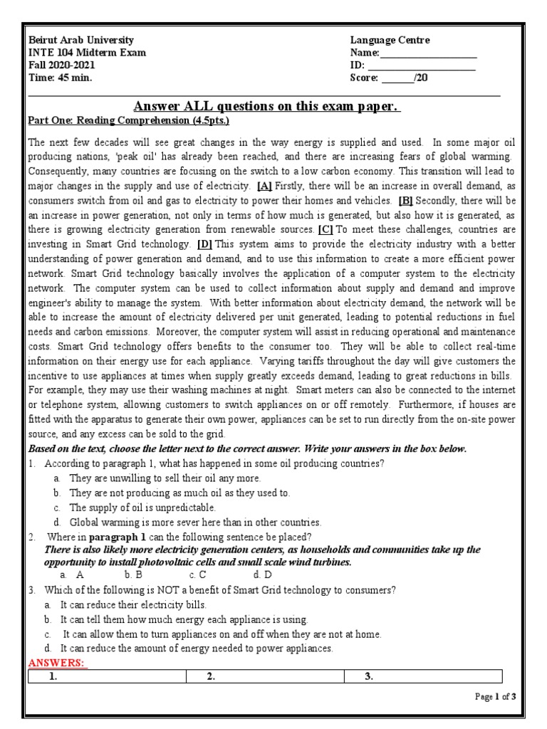 Answer ALL Questions On This Exam Paper.: Answers | Download Free PDF ...