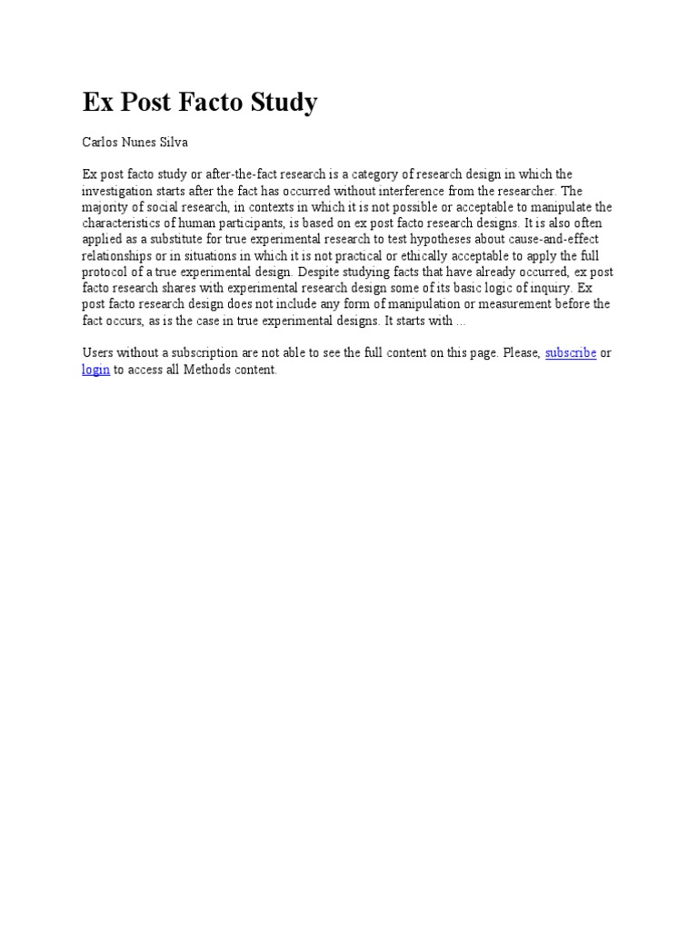 Ex Post Facto Study | PDF