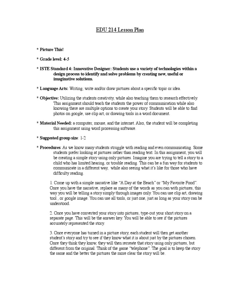 Final Technology Lesson Plan | PDF | Lesson Plan | Narrative