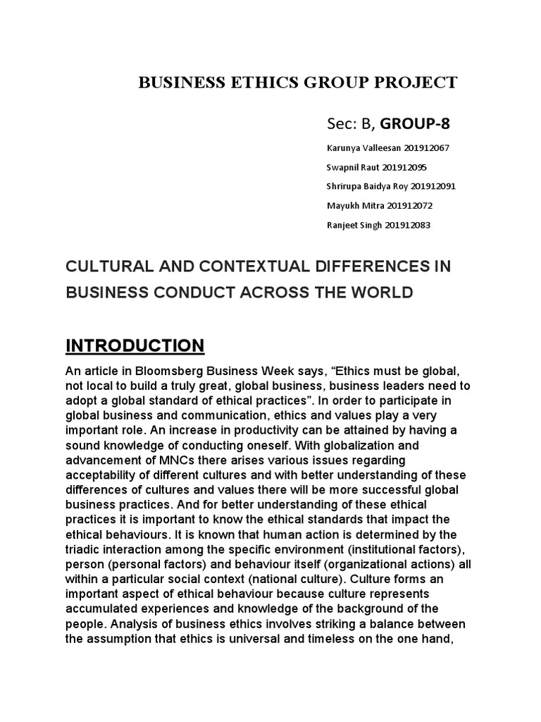 Business Ethics Group Project | PDF | Bribery | Business Ethics