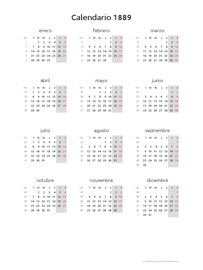 Calendario 1889 | PDF | Calendario | Violencia