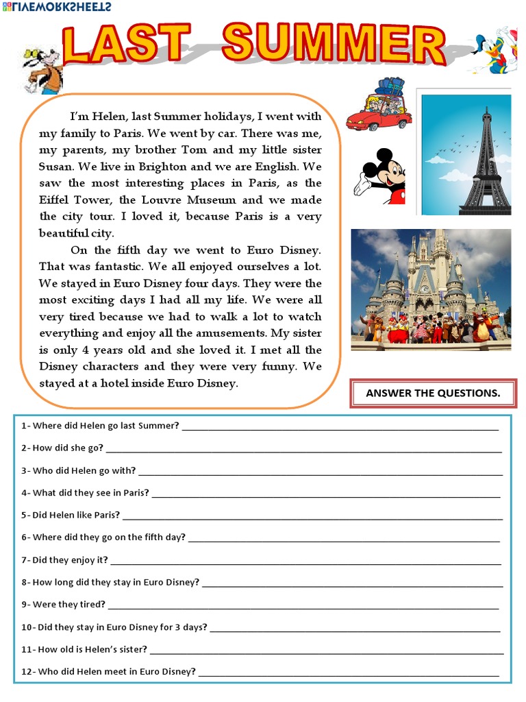 6th Grade - My Last Vacations | PDF
